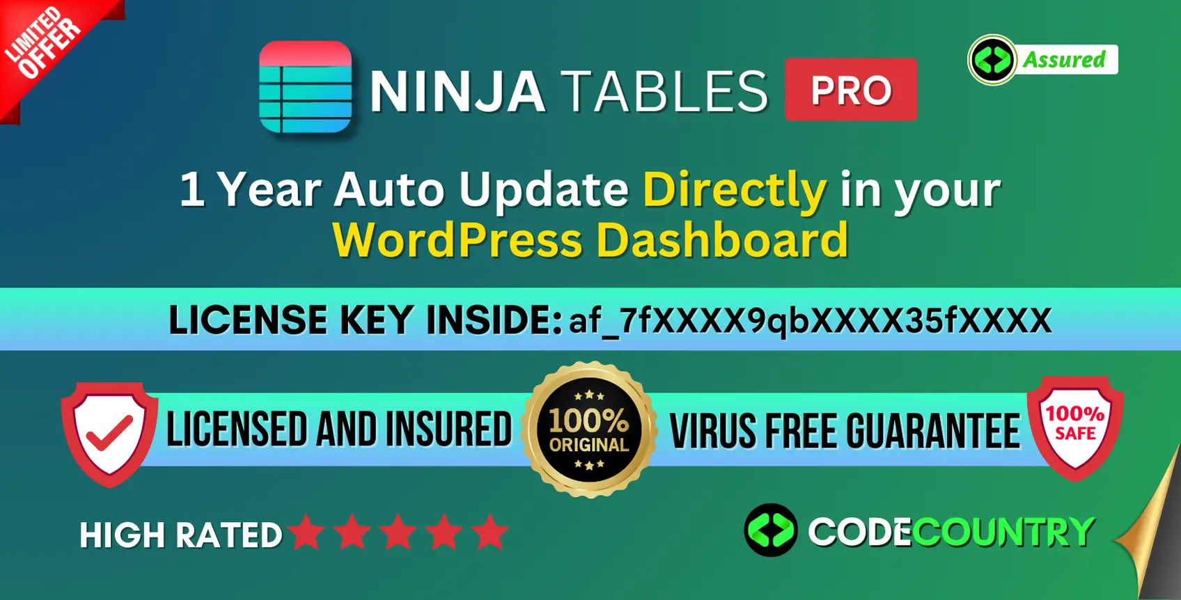Ninja Tables Pro With Original License Key For 1 Year Update. - OderCart
